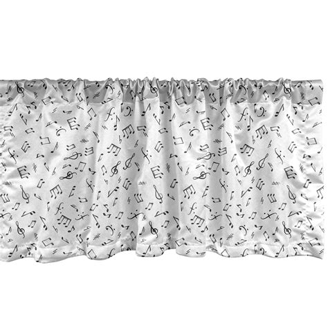 black and white window valance pack of 2 musical theme tiling notes and elements chords music