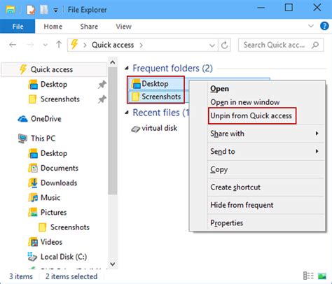 Hide Frequent Folders In Windows 10 File Explorer