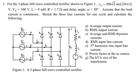 Solved For The 3 Phase Full Wave Controlled Rectifier Shown
