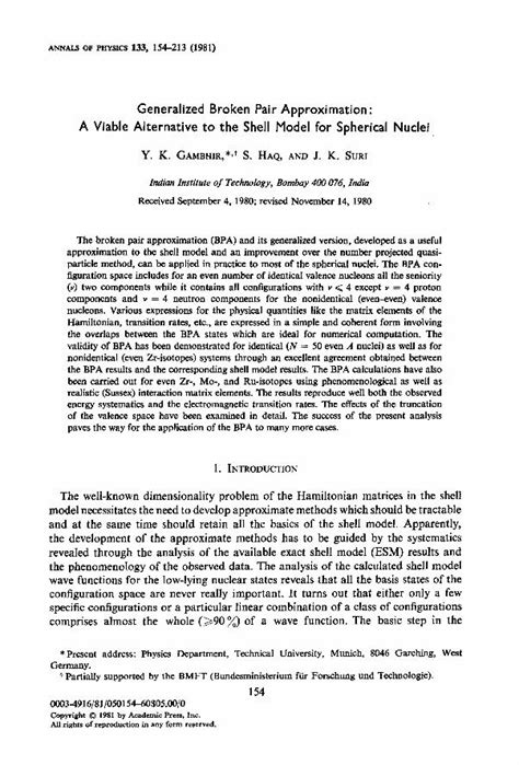 Pdf Generalized Broken Pair Approximation A Viable Alternative To The Shell Model For
