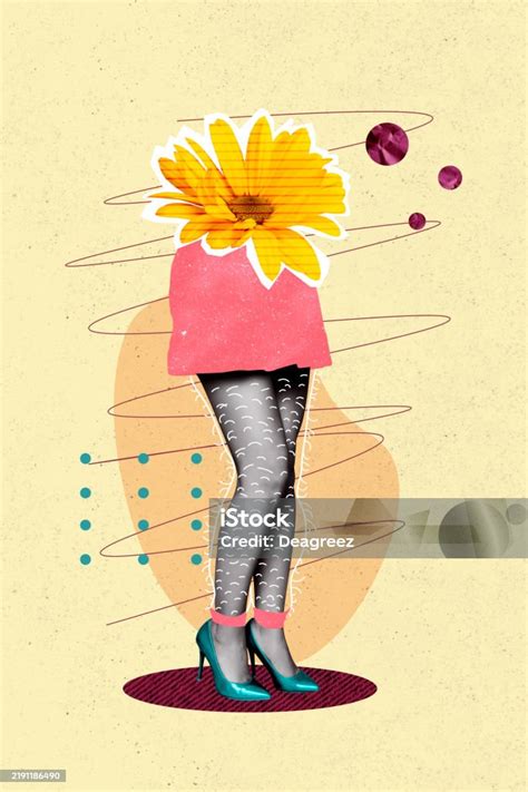 수직 콜라주 크리 에이 티브 일러스트 블랙 화이트 필터 캐리커처 반신 다리 스커트 스케치 꽃 낙서 독점 다채로운 배경 0명에 대한 스톡 사진 및 기타 이미지 Istock