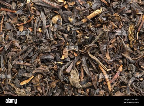 Texture Of Chinese Bohea Black Tea Macro Image Of Loose Leaves Stock