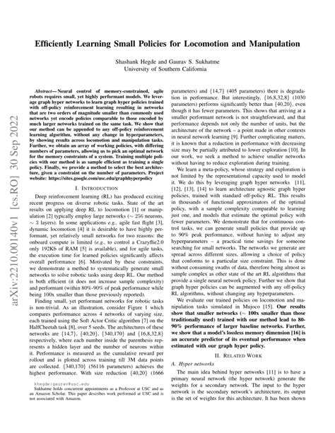 Pdf Efficiently Learning Small Policies For Locomotion And Manipulation