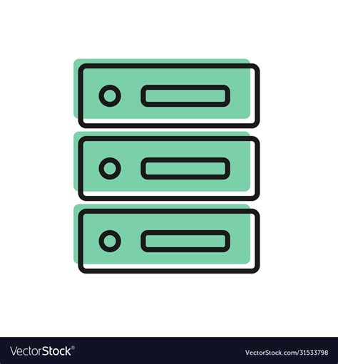 Black Line Server Data Web Hosting Icon Isolated Vector Image