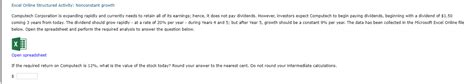 solved excel online structured activity nonconstant growth