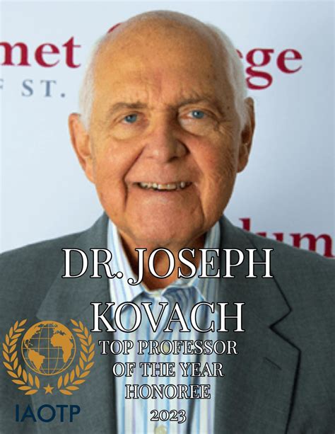 Congratulations Dr Joseph Kovach Selected As Top Professor Of The Year
