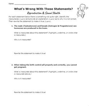 WWWTS Reproduction Sexual Health Assessment Worksheet By FCS For The Win