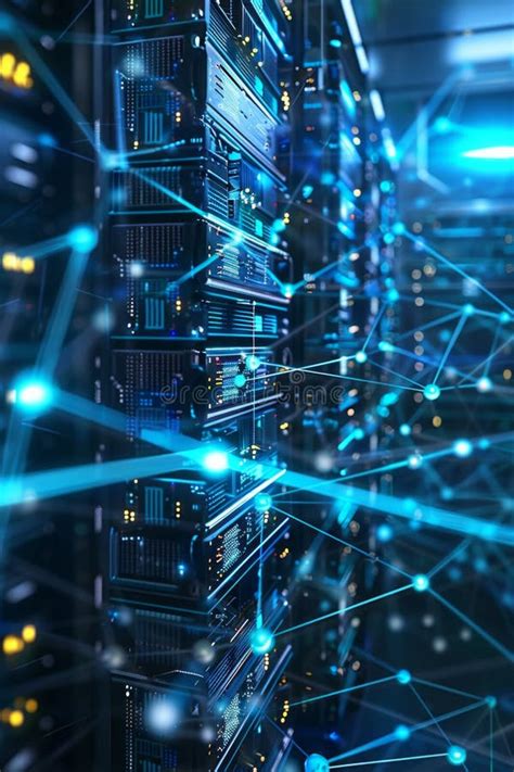 Vibrant Digital Representation Of Interconnected Servers And Data Streams In A Cloud Computing
