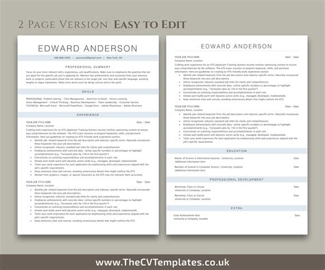 Modern ATS CV Template For MS Word Clean ATS Resume Template Design Professional Resume Format
