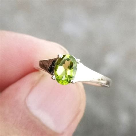 Natural Peridot Gemstone Sterling Silver Ring Shraddha Shree Gems