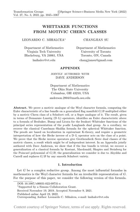 Whittaker Functions From Motivic Chern Classes Request Pdf
