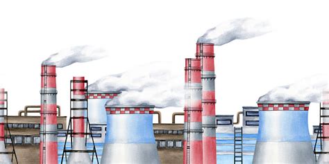 연기 스택 스팀 산업 도시 공장 수채화 흰색에 고립 된 완벽한 테두리 환경 오염 개념 식물 파이프 기후 변화 디자인 지구 온난화 중공업 0명에 대한 스톡 벡터 아트 및 기타