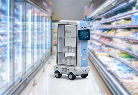 Premium Photo Delivery Robot Trolley Or Robotic Shopping Assistant