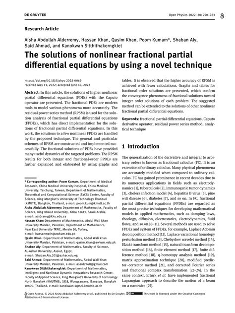 Pdf The Solutions Of Nonlinear Fractional Partial Differential Equations By Using A Novel