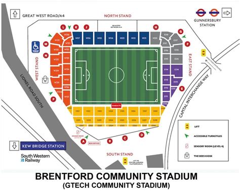 Brentford Community Stadium Seating Plan With Seat Numbers And Rows