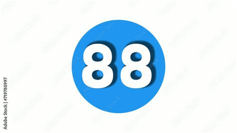 Number 88 Sign Symbol Animation Motion Graphics Icon On Blue Circle