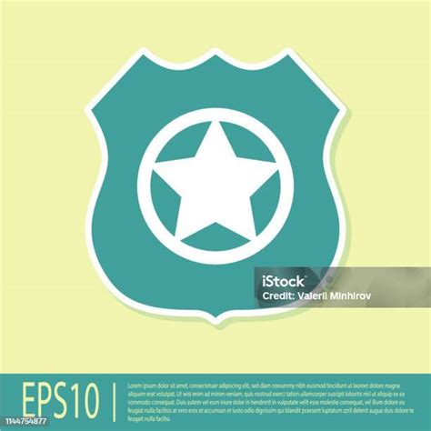 녹색 경찰 배지 아이콘 노란색 배경에 고립 보안관 배지 기호입니다 벡터 일러스트 감시에 대한 스톡 벡터 아트 및 기타 이미지 감시 강철 개념 Istock