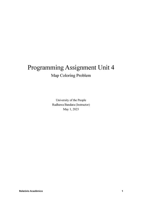 Prog Assignment Unit4 Programming Assignment Unit 4 Map Coloring
