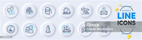 웹 앱용 출구 배달 비행기 및 자동차 충전 라인 아이콘 픽토그램 아이콘입니다 벡터 0명에 대한 스톡 벡터 아트 및 기타 이미지 0명 가방 교통수단 Istock