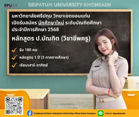 Graduate 🧑‍🏫👩‍🏫 มหาวิทยาลัยศรีปทุม วิทยาเขตขอนแก่น เปิดรับสมัครนักศึกษาใหม่ระดับบัณฑิตศึกษา