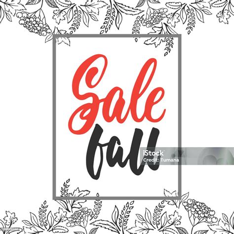 가을 판매흰색 배경에 고립 된 잎에서 화 환으로 손으로 그린 라틴어 레터링 견적 인사말 카드 또는 포스터 디자인에 대 한 재미 있는 브러시 잉크 비문 가격에 대한 스톡 벡터