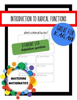 Radical Functions Introduction By Made By MasteringMathematics TPT