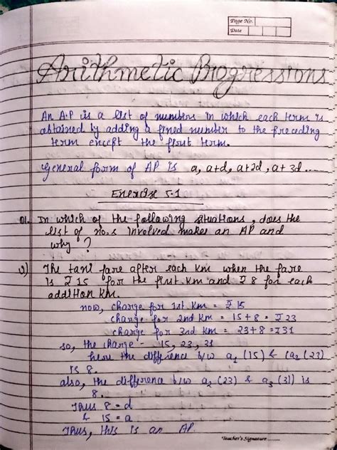 Arithmetic Progressions Best Handwritten Notes All Questions Extra Pdf