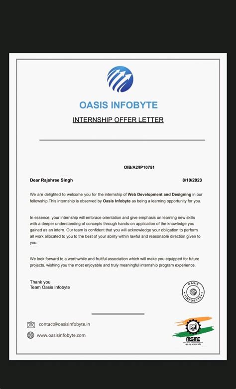 Oasisinfobyte Oasisinfobyteinternship Rajshree Singh