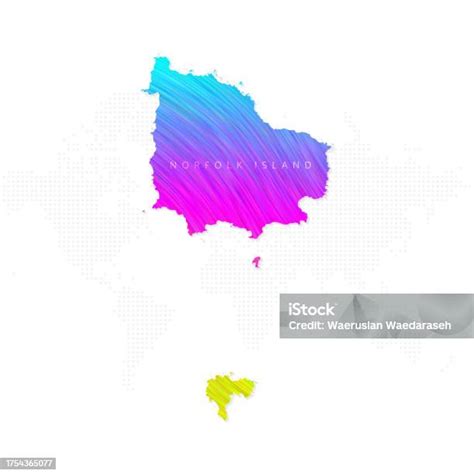 노퍽 섬 지도는 다채로운 하프톤 그라데이션으로 되어 있습니다 흰색 배경에 추상적인 선의 미래 기하학적 패턴 노포크 섬에 대한 스톡 벡터 아트 및 기타 이미지 Istock