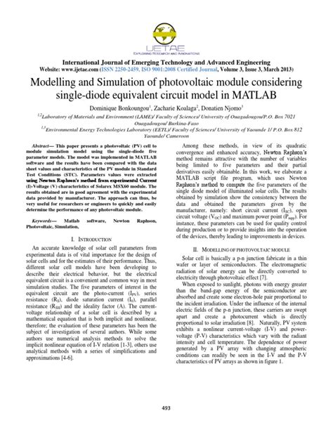 Modelling And Simulation Of Photovoltaic Module Considering Single Diode Equivalent Circuit