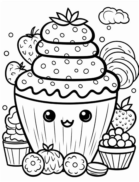 50 Kawaii Cute Foods Coloring Pages Etsy