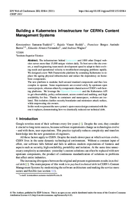 Pdf Building A Kubernetes Infrastructure For Cerns Content Management Systems