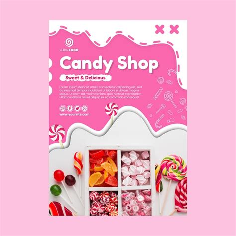 사탕 가게 포스터 템플릿 무료 벡터
