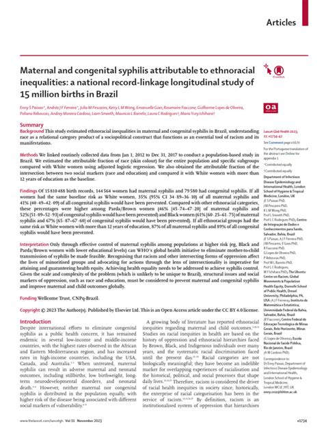 Maternal And Congenital Syphilis Attributable To E Pdf Maternal Maternal And Congenital Syphilis Attributable To E Pdf Maternal