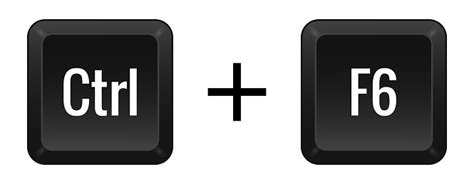 Ctrl F6 키 조합 키보드 제어 컴퓨터 바로 가기 랩톱 기능 입력 장치 주변 장치 텍스트 입력 입력 입력 단축키 레이아웃 언어 쿼티 벡터 일러스트 레이 션 Brand