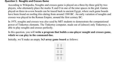 Solved Question 1 Noughts And Crosses Game According To