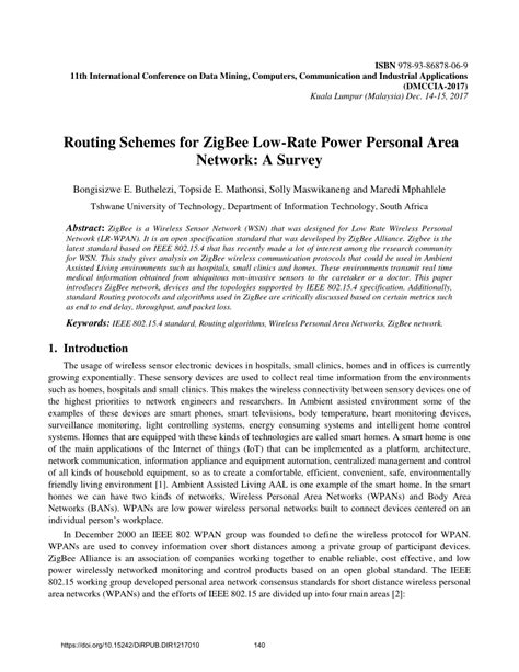 Pdf Routing Schemes For Zigbee Low Rate Power Personal Area Network A Survey