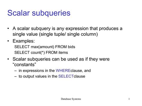 Ppt Scalar Subqueries Powerpoint Presentation Free Download Id1021781