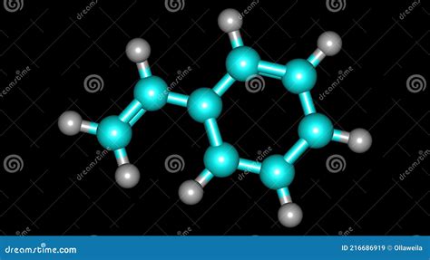 Styrene Molecular Structure Isolated On Black Royalty Free Illustration