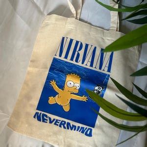 The Simpsons Bart Simpson In The Style Of Nirvanas Nevermind Album On Tote Bag Etsy