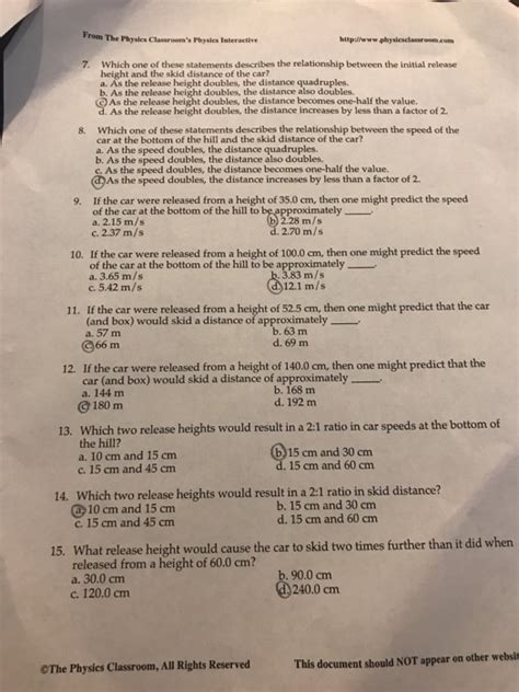 The Physics Classroom S Physies Interactive Chegg Com