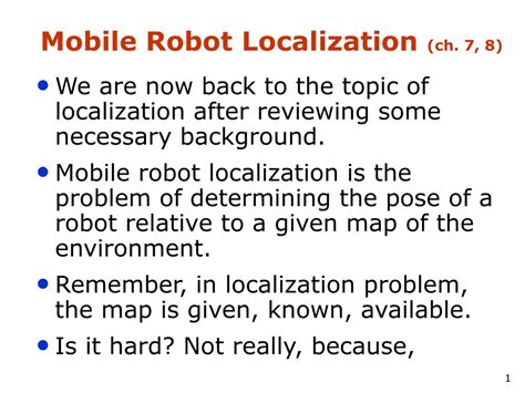 ppt mobile robot localization ch 7 8 powerpoint presentation