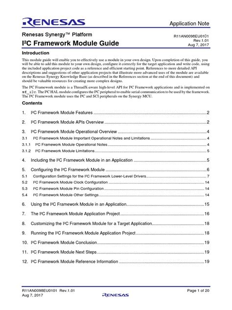 R11an0098eu0101 Synergy I2c Framework Mod Guide Pdf Pointer Computer Programming