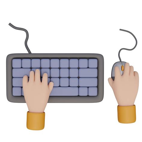 Premium Psd 3d Render Illustration Of Human Hand Typing On Computer Keyboard With Cable And