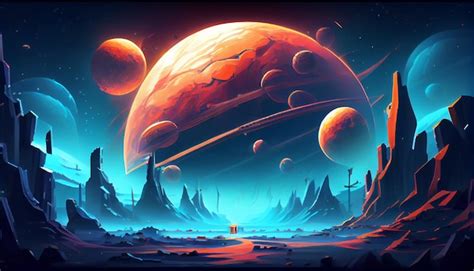 Premium Photo Outer Space Planet 2d Background Environment For A Mobile Game A High Quality