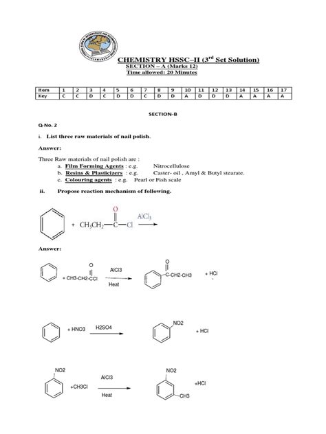 Solution Of Chemistry Hssc Ii 3rd Set Pdf Radical Chemistry