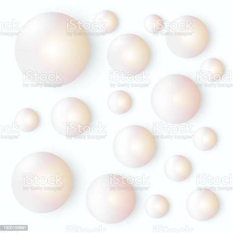 흰색 배경에 격리 된 진주 세트 구형 아름다운 3d 구체 보석 보석 벡터 일러스트레이션 진주에 대한 스톡 벡터 아트 및 기타 이미지 Istock