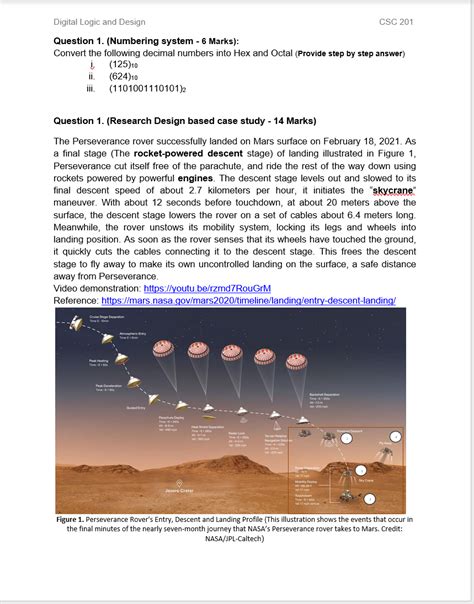 Solved Digital Logic And Design Csc 201 Question 1
