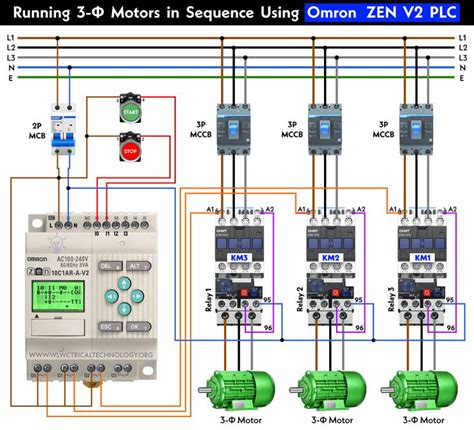 Sequential Motor Control Circuit Using ZEN Programable Relay Home Electrical Wiring Relay