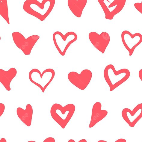 Heart Seamless Pattern Valentine Romantic Symbols Sketch Doodle Vector